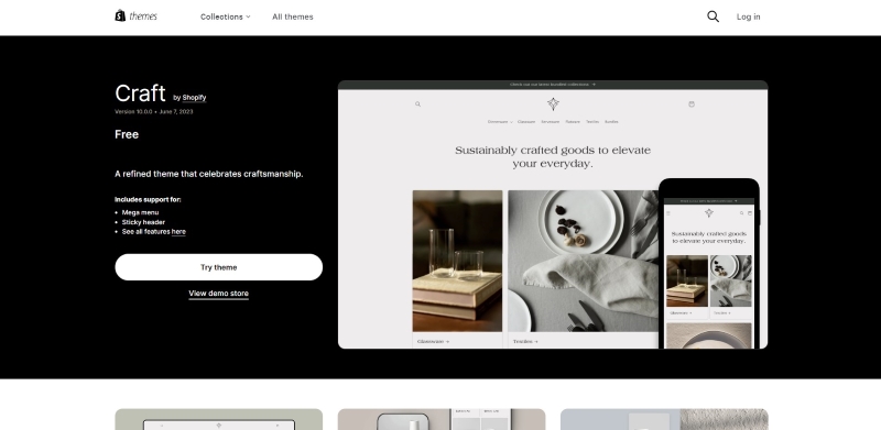 Craft Shopify Theme: Optimal Mix of Function and Minimal Design